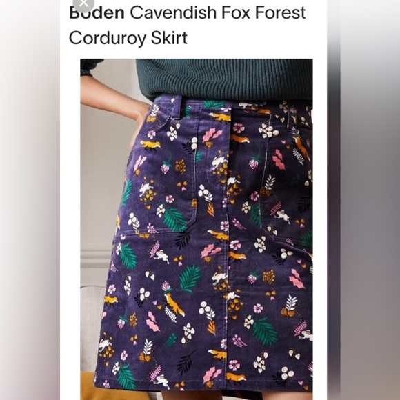 Boden | Skirts | Boden Cavendish Fox Forest Corduroy Skirt | Poshmark